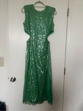 Zara | Dresses | Zara Sequin Cutout Prom Dress In Mint Green | Poshmark